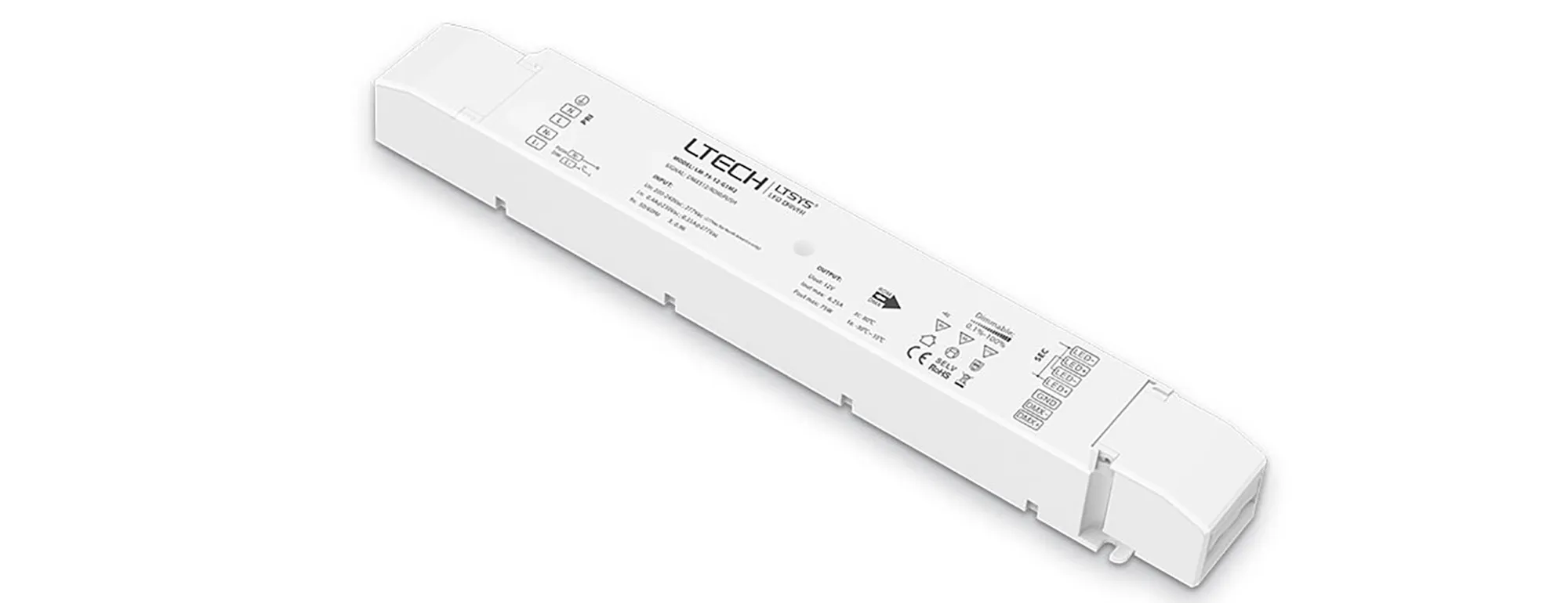 LM-75-12-G1M2 DMX Constant Voltage LTECH DMX512/RDM/Push DIM; 0-100% Dim; CV 75W; 12Vdc 6.25A ...